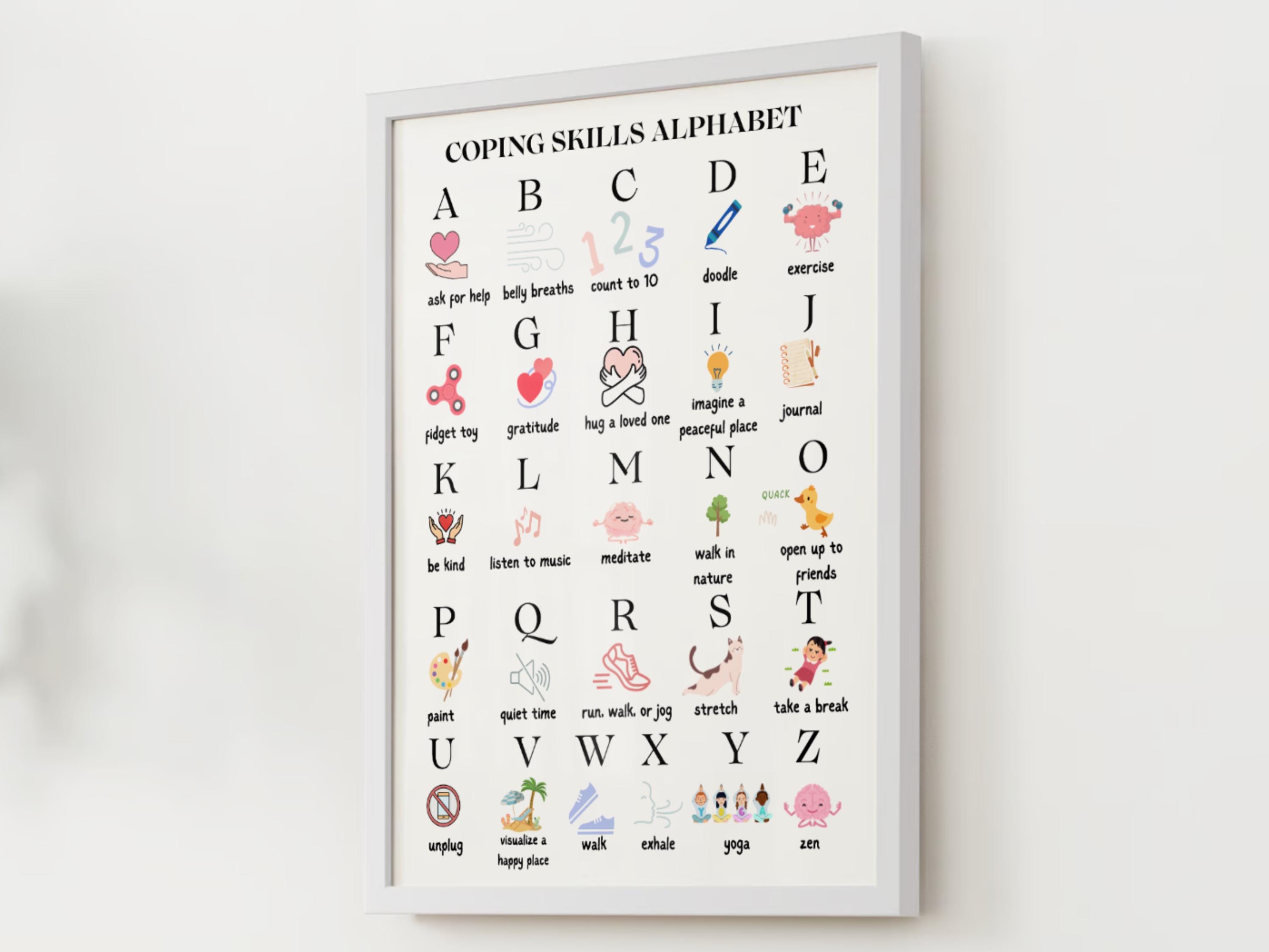 Coping Skills Alphabet Printable Poster Therapy Poster Kids Calm Down ...