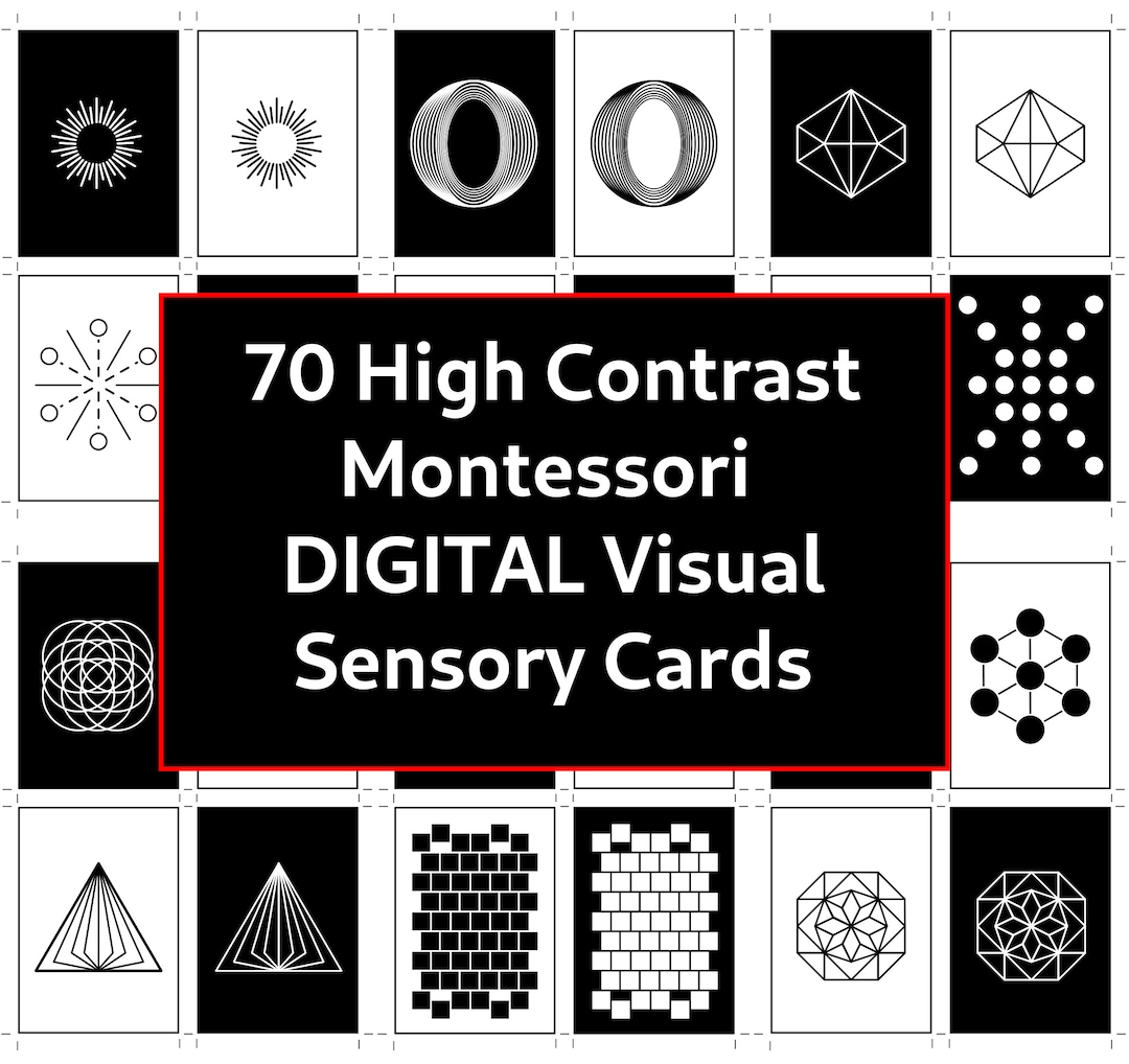 70 Printable High Contrast Cards for Babies. Montessori Baby Sensory ...