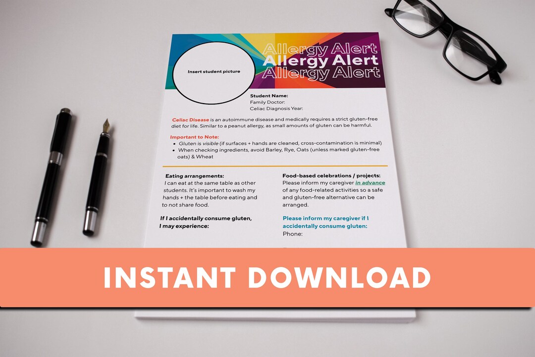 Celiac Disease Teacher Info Sheet: Gluten-free School Care Plan (PDF ...