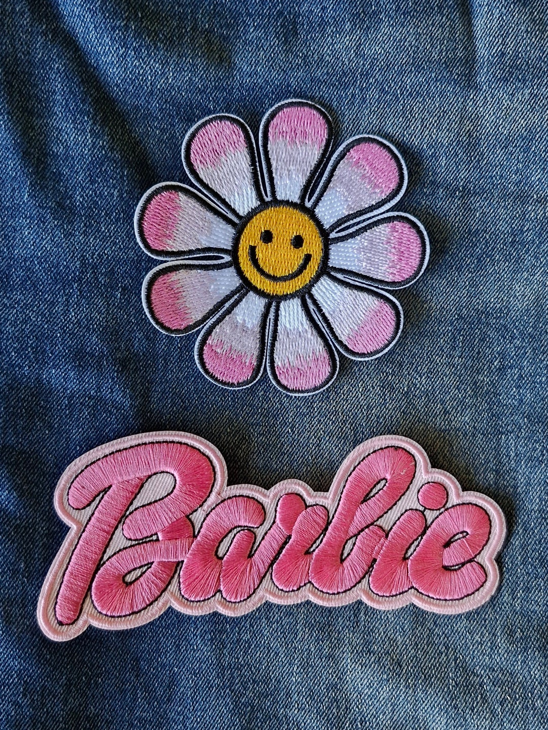 Barbie, Iron on Embroidery Patch Movie Fan Souvenir Gift Happy Smiley ...
