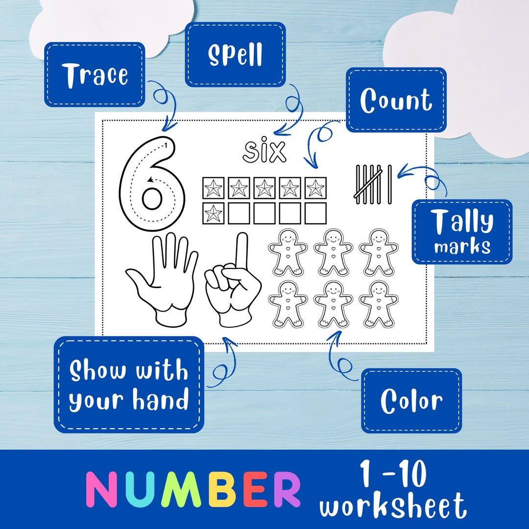 Number 1-10 Worksheet: Trace, Count, Color (digital Download), Xmas ...