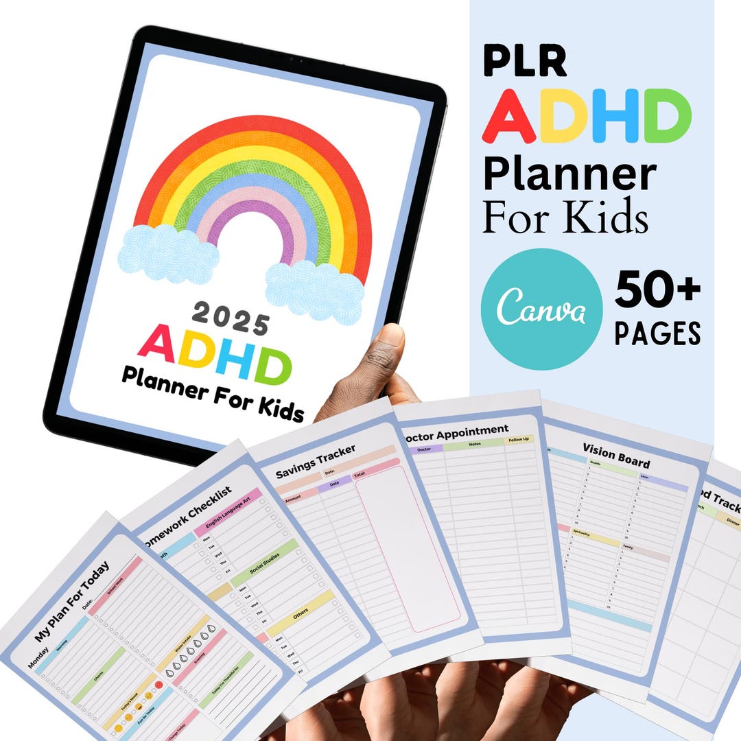 ADHD Planner for Kids Printable, Editable, PLR Digitally Download ...