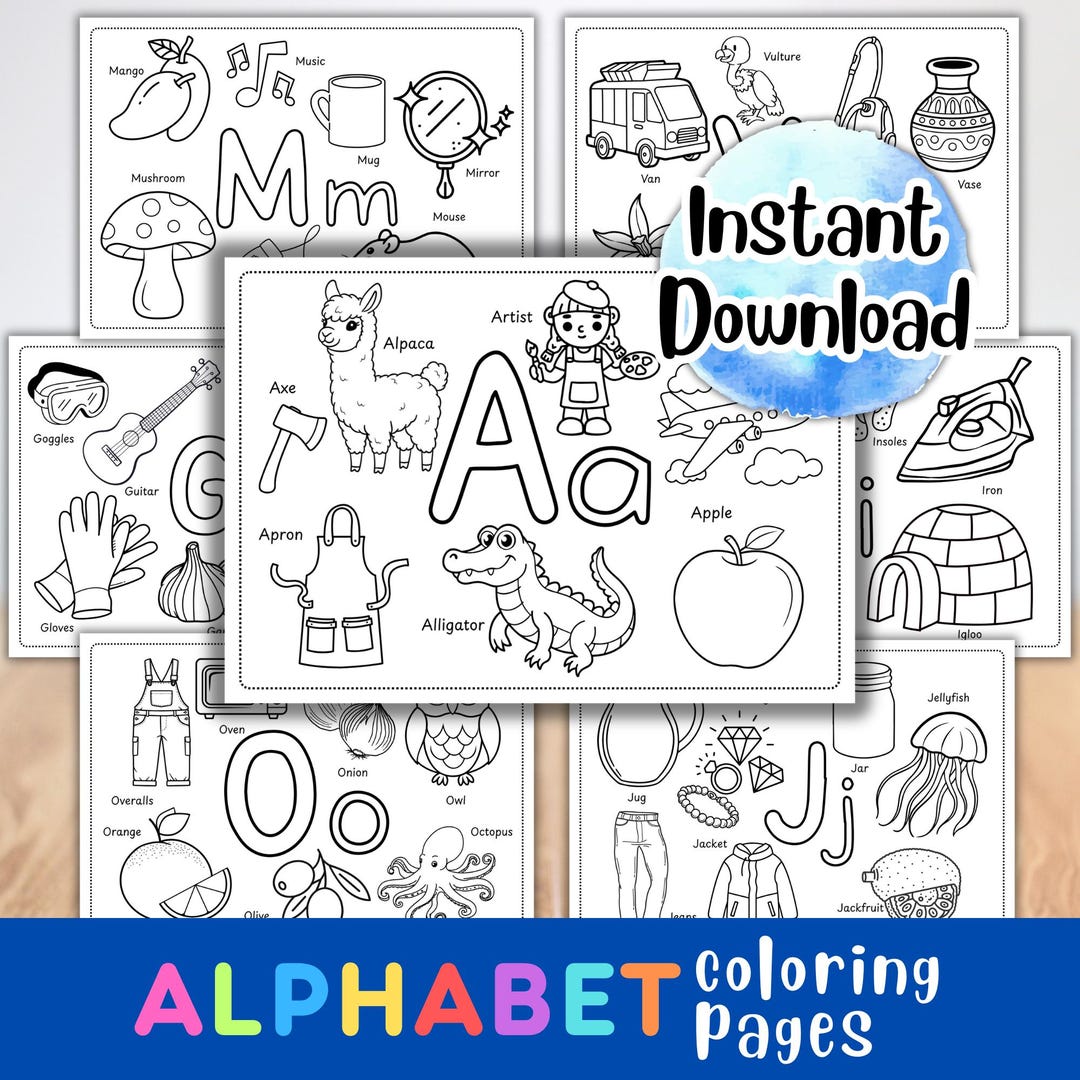Alphabet A-Z Coloring Pages: Preschool/homeschool/kindergarten/daycare ...