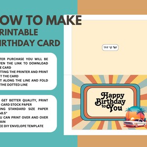 Printable Birthday Card Retro Theme Digital Download Old School Antique ...