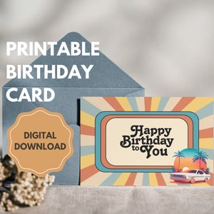 Printable Birthday Card Retro Theme Digital Download Old School Antique ...
