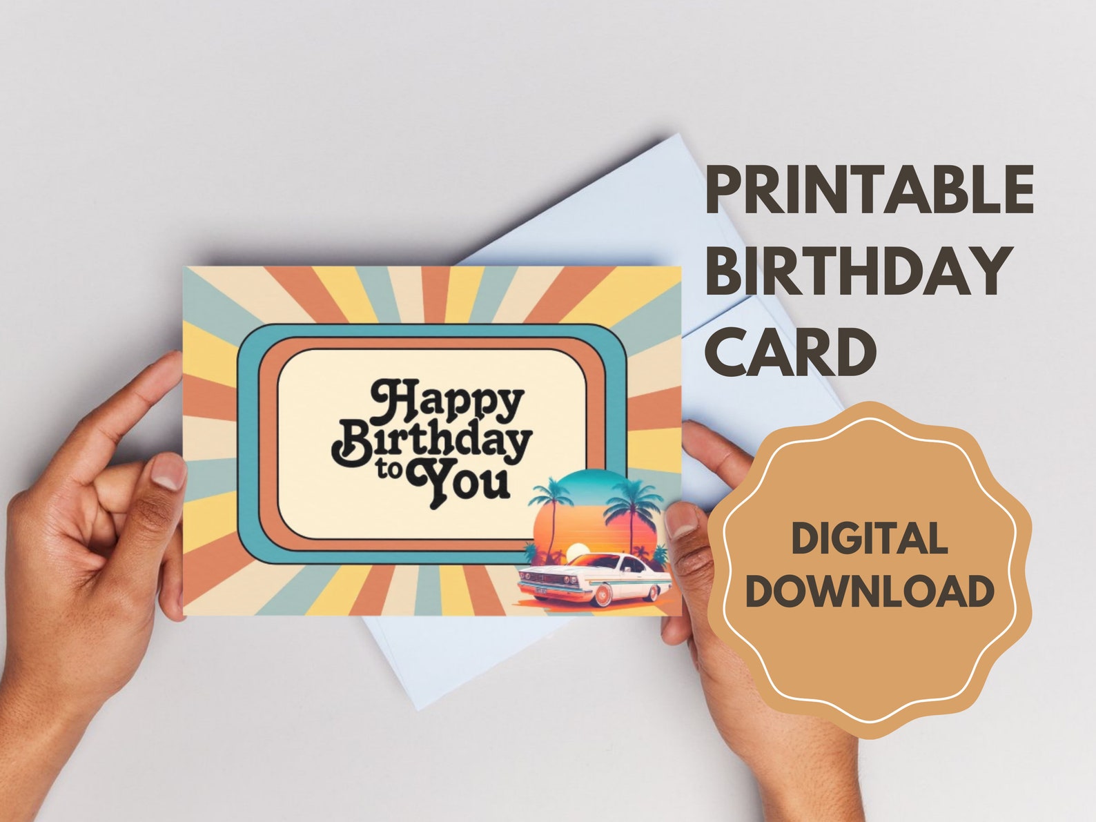 Printable Birthday Card Retro Theme Digital Download Old School Antique ...