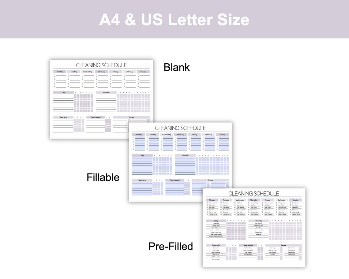 Editable Cleaning Planner: Household Chore Chart (digital Download PDF ...