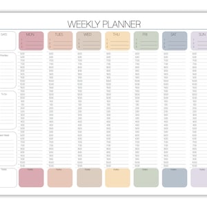 Editable Hourly Weekly Planner: Printable Schedule Template (digital ...