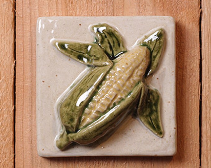 4x4 Handmade Ceramic Corn Tile With a Hanger on the Back or for ...