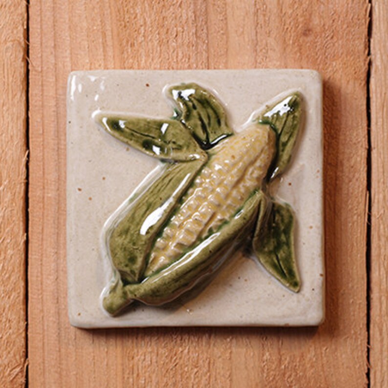 4x4 Handmade Ceramic Corn Tile With a Hanger on the Back - Etsy