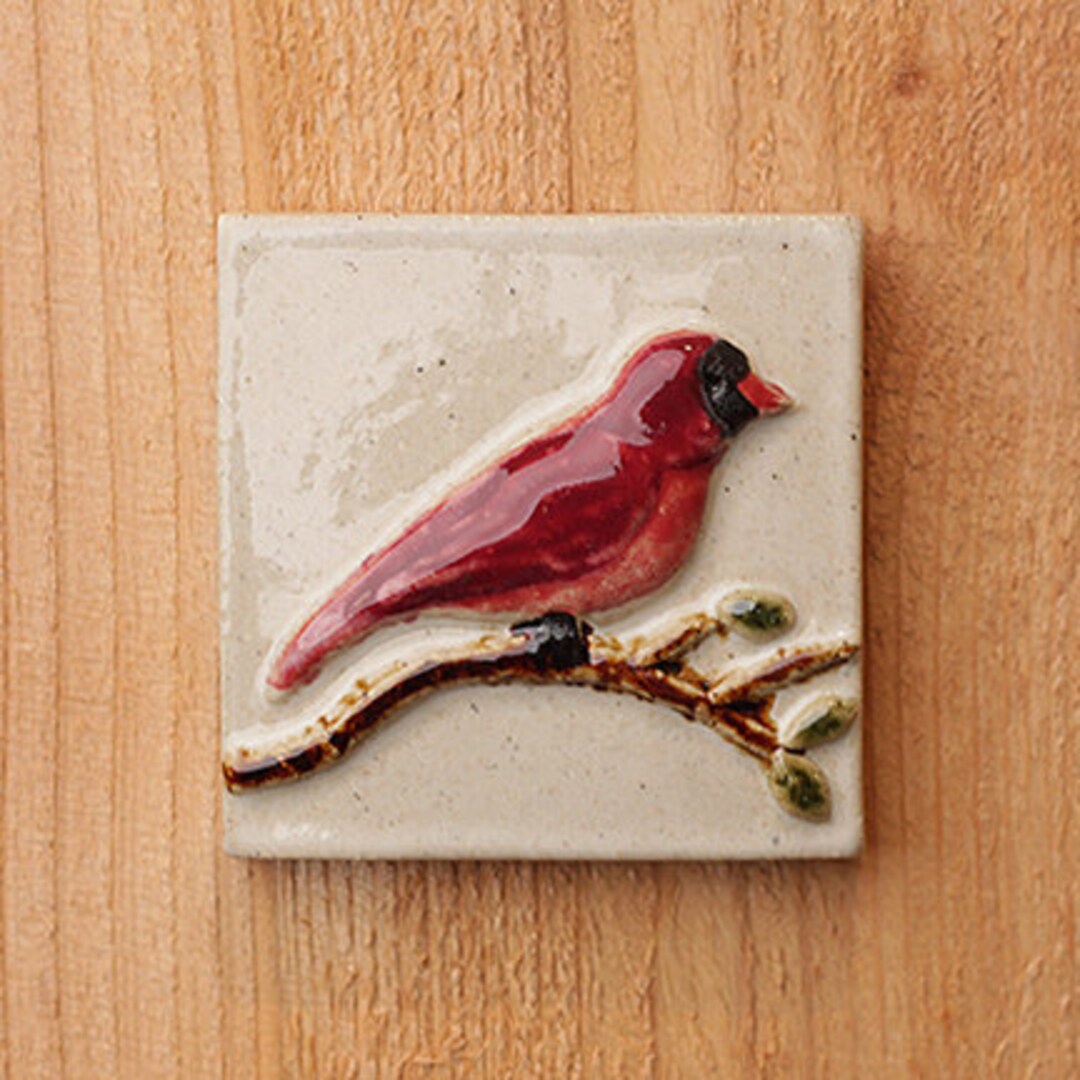 Handmade 3x3 Decorative Ceramic Cardinal Tile Comes With a Hanger on ...