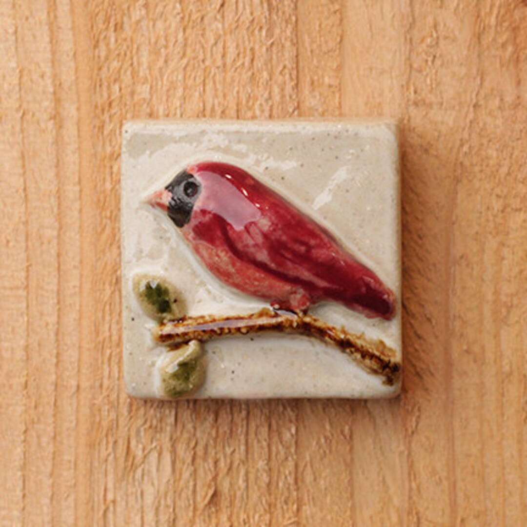 Handmade 2x2 Ceramic Cardinal Tile Comes With a Hanger on the Back - Etsy