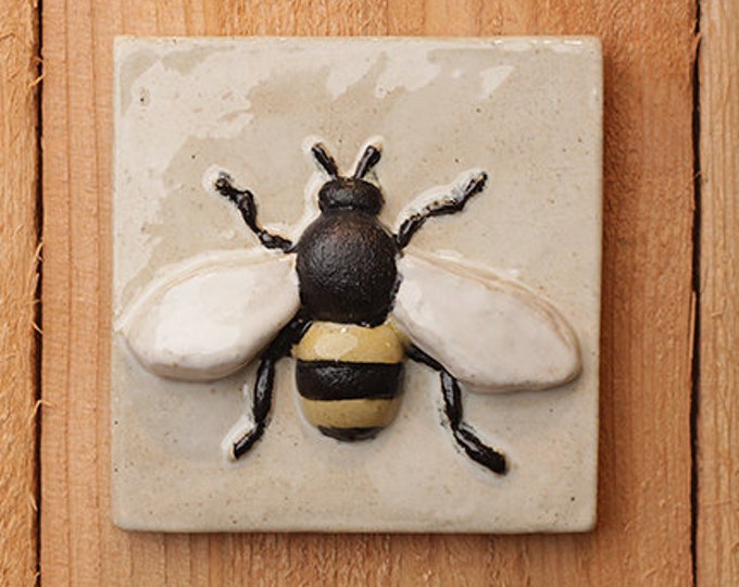 4x4 Handmade High Relief Ceramic Bee Tile With Hanger on Back or for ...
