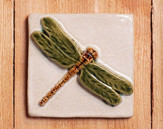 4x4 Handmade High Relief Ceramic Dragonfly Tile With Hanger on Back for ...