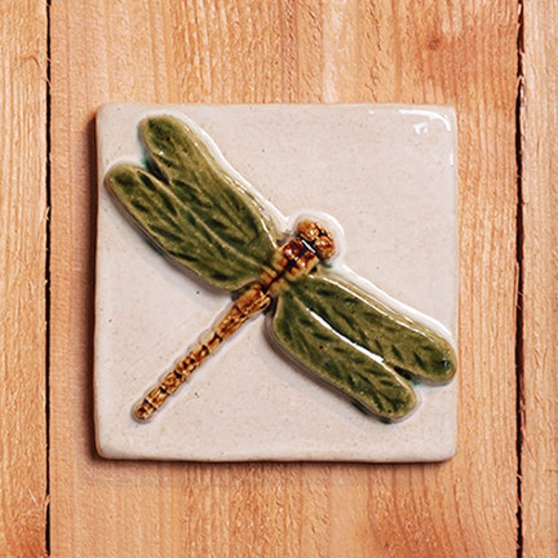 4x4 Handmade High Relief Ceramic Dragonfly Tile With | Etsy