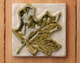 Handmade 4x4 Ceramic Relief Oak Leaf and Acorn Tile Comes With | Etsy