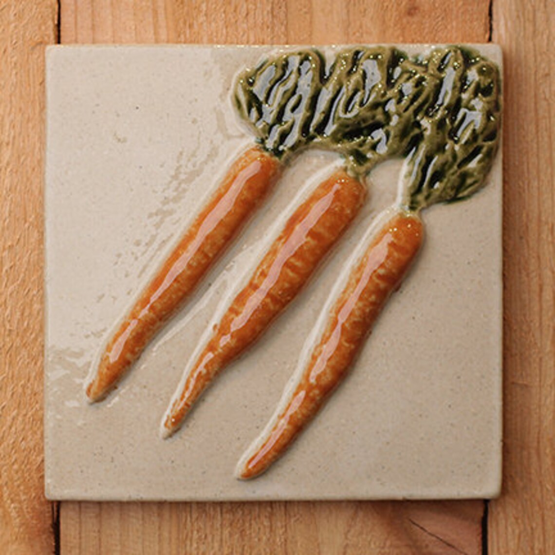 Handmade 6x6 Ceramic Carrot Tile Comes With Hanger or for - Etsy