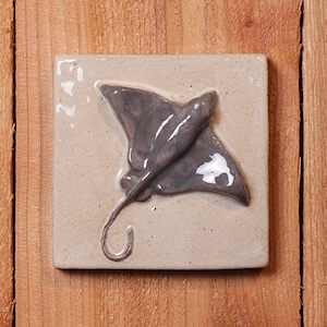 4x4 Handmade High Relief Ceramic Stingray Tile With Hanger on Back or ...