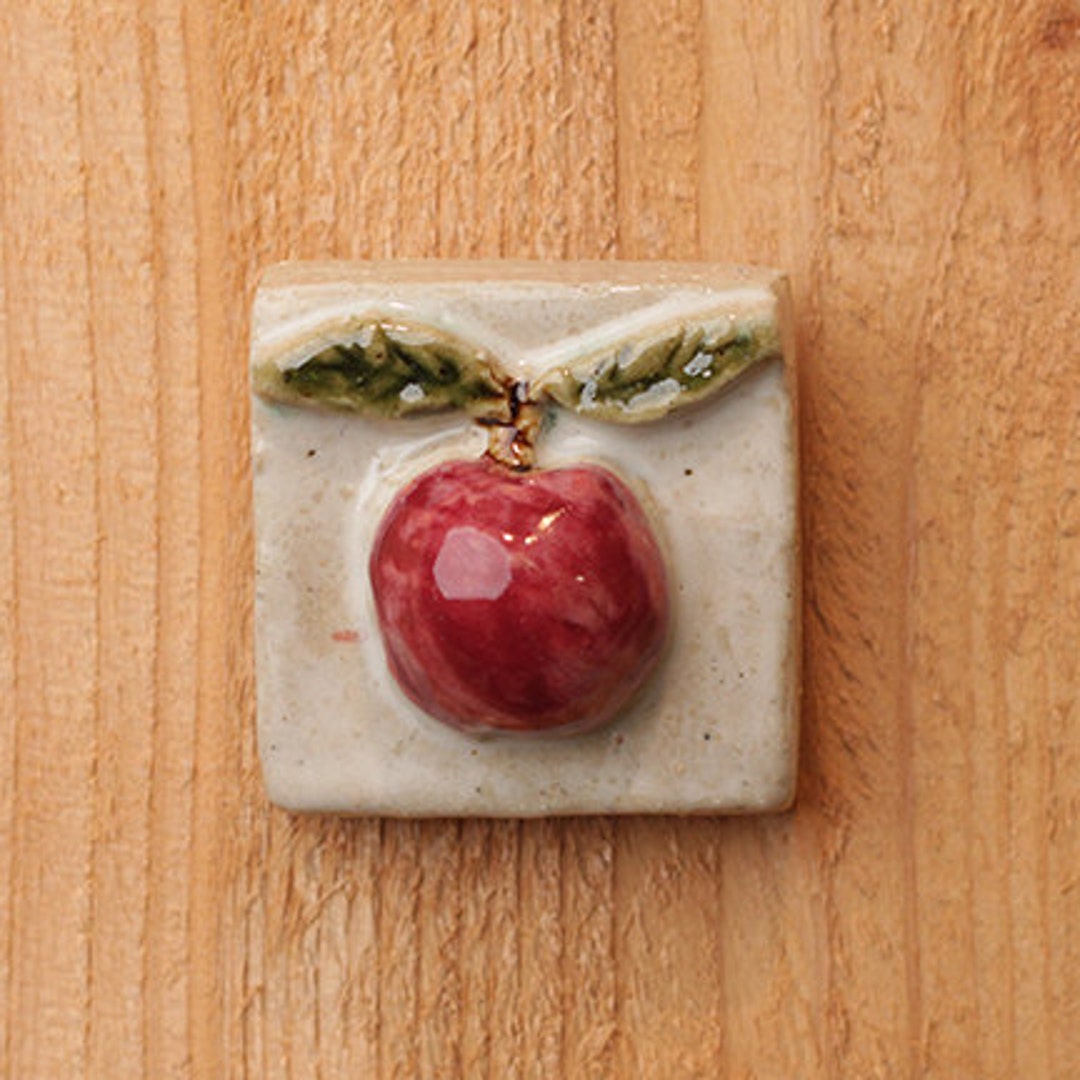 Handmade 2x2 Ceramic Apple Tile Comes With a Hanger on the Back or ...