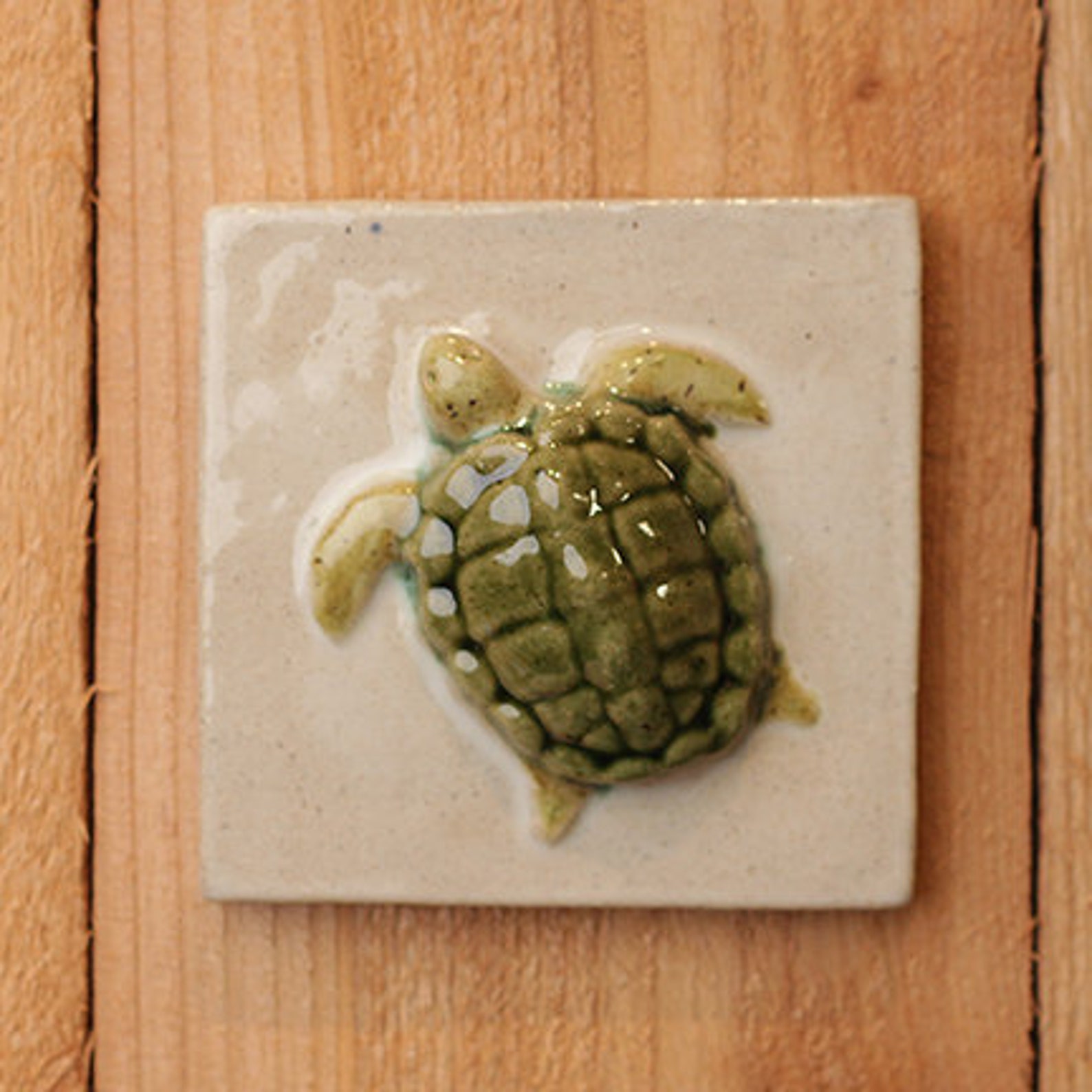 4x4 Handmade High Relief Ceramic Turtle Tile With Hanger - Etsy