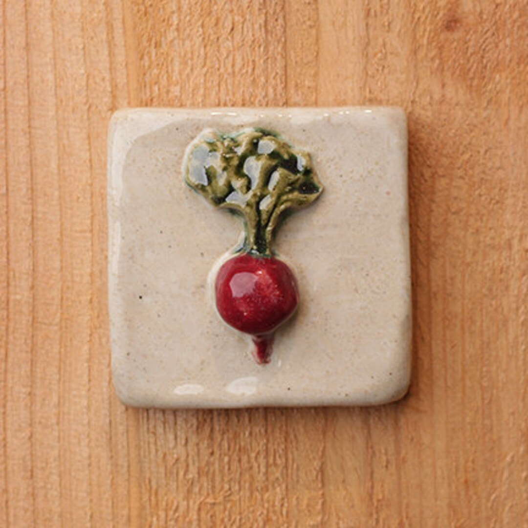 3x3 Handmade Ceramic Radish Tile High Relief Vegetable Tile - Etsy