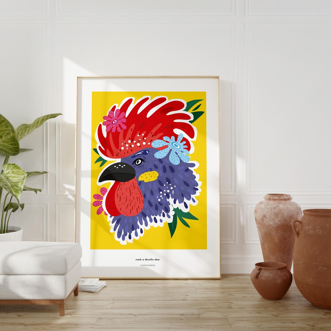 Colorful Rooster Art Print: Abstract Farmhouse Decor (digital Download ...