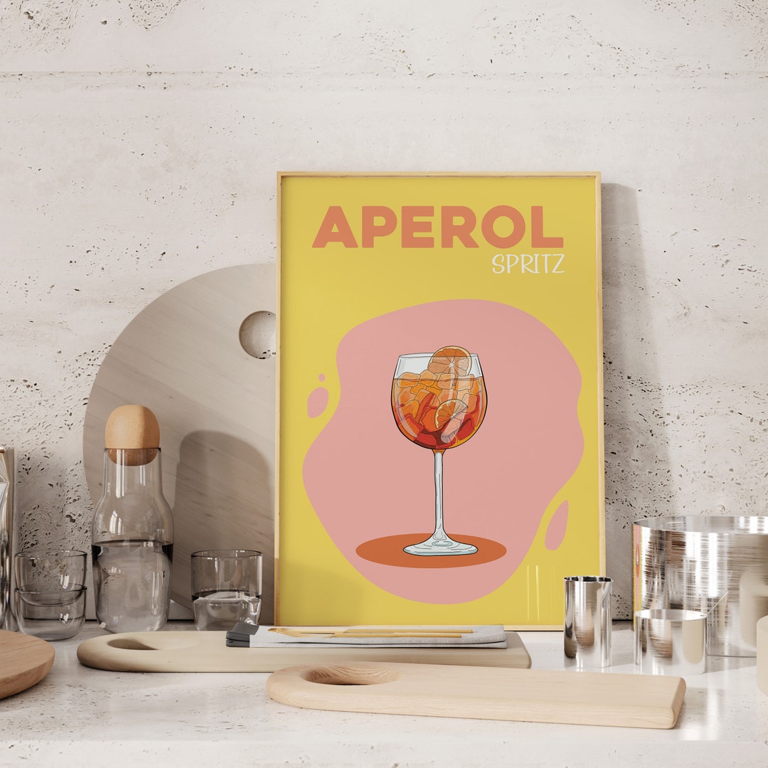 Aperol Spritz Cocktail Print: Trendy Bar Cart Decor (digital Download ...