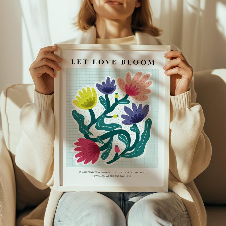 Floral Printable Digital Wall Art, Vibrant Floral Art, Modern Botanical ...