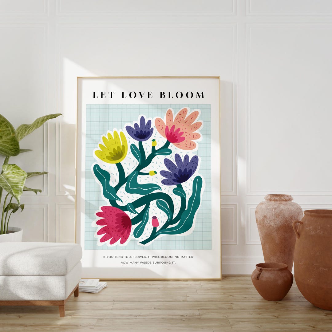 Floral Printable Digital Wall Art, Vibrant Floral Art, Modern Botanical ...