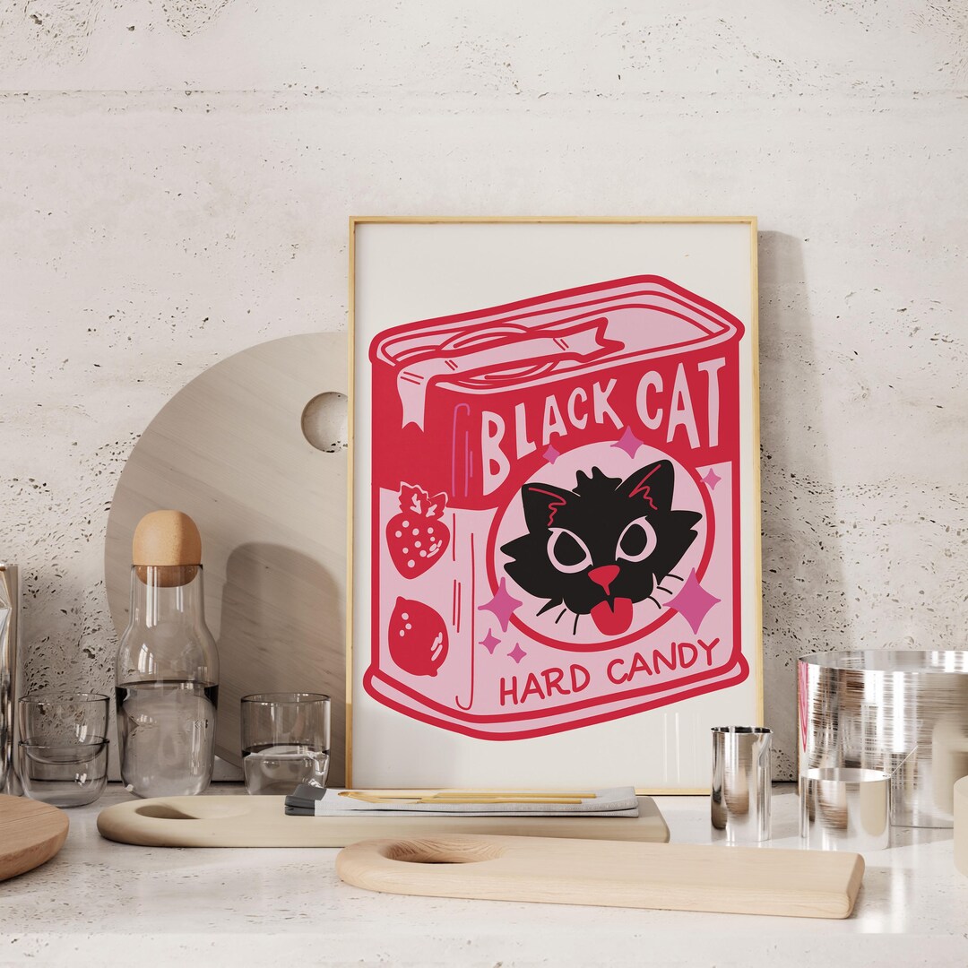 Retro Black Cat Kitchen Print: Candy Tin Design (digital Download) - Etsy