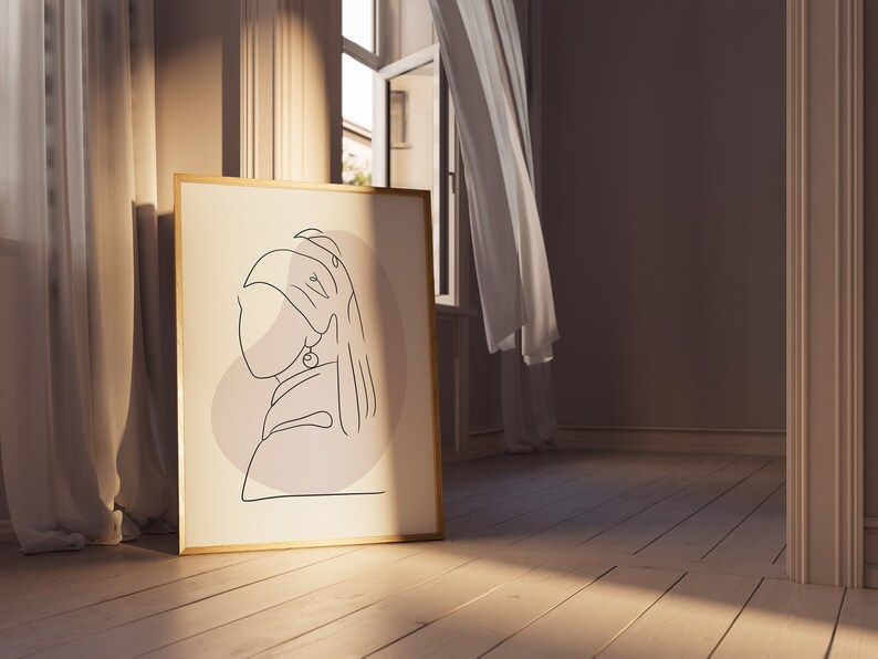 Girl With a Pearl Earring Poster: Abstract Line Art Print (digital ...