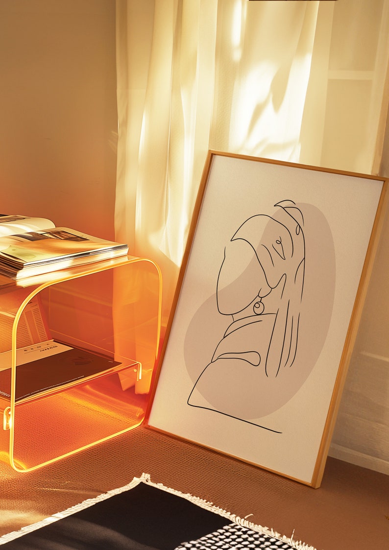 Girl With a Pearl Earring Poster: Abstract Line Art Print (digital ...
