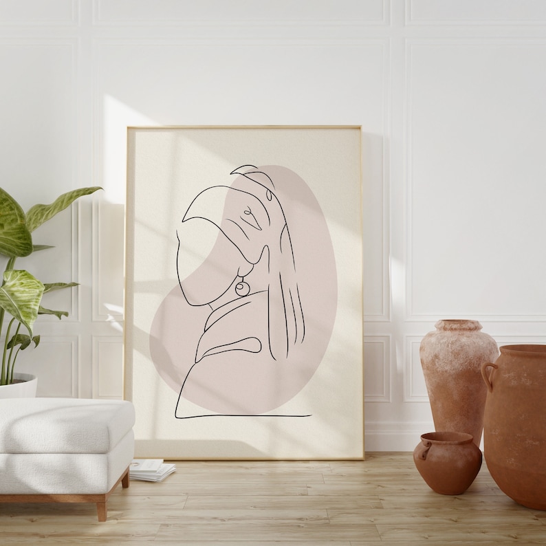 Girl With a Pearl Earring Poster: Abstract Line Art Print (digital ...