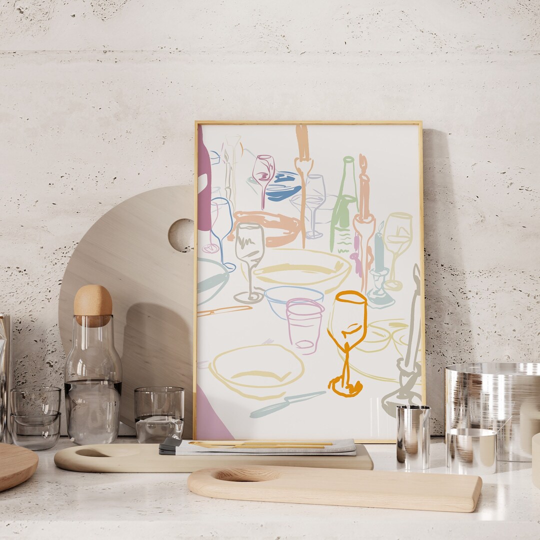 Dinner Party Art Print, Printable Art, Kitchen Art, Trendy Home Decor ...