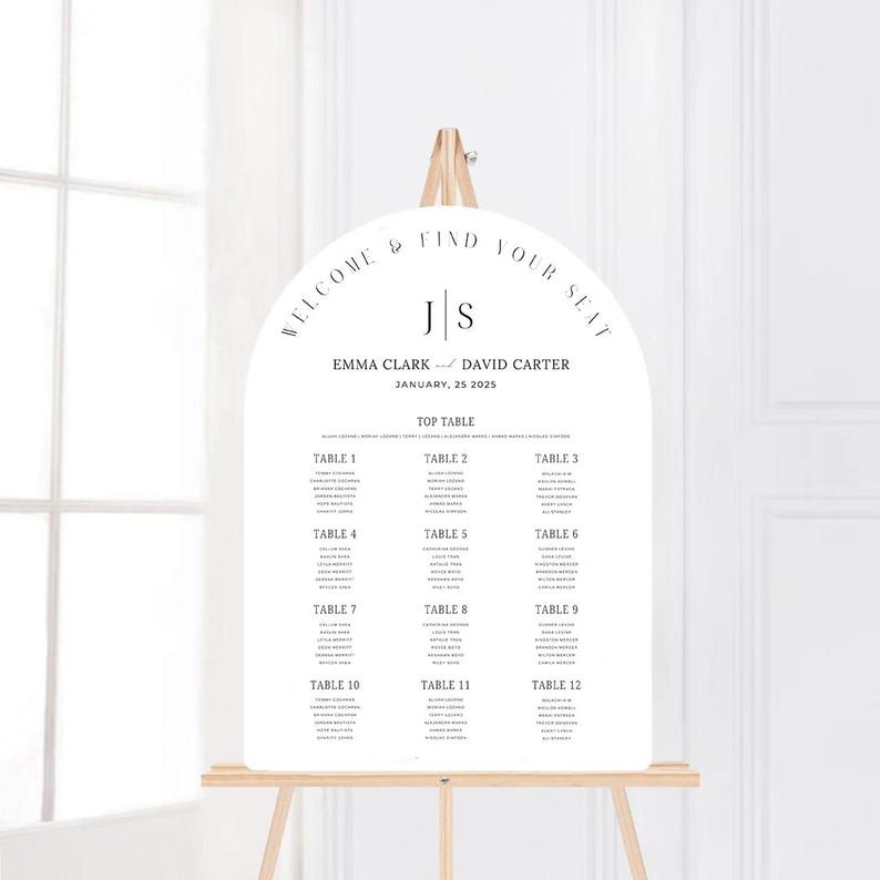 Arc Wedding Seating Plan: Modern Table Design - Etsy UK
