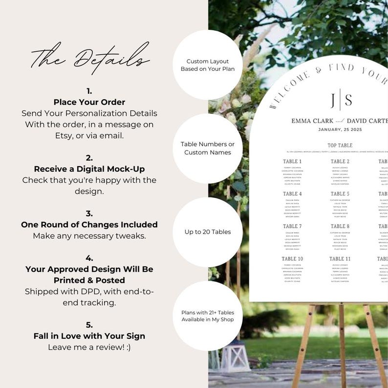 Arc Wedding Seating Plan: Modern Table Design - Etsy UK