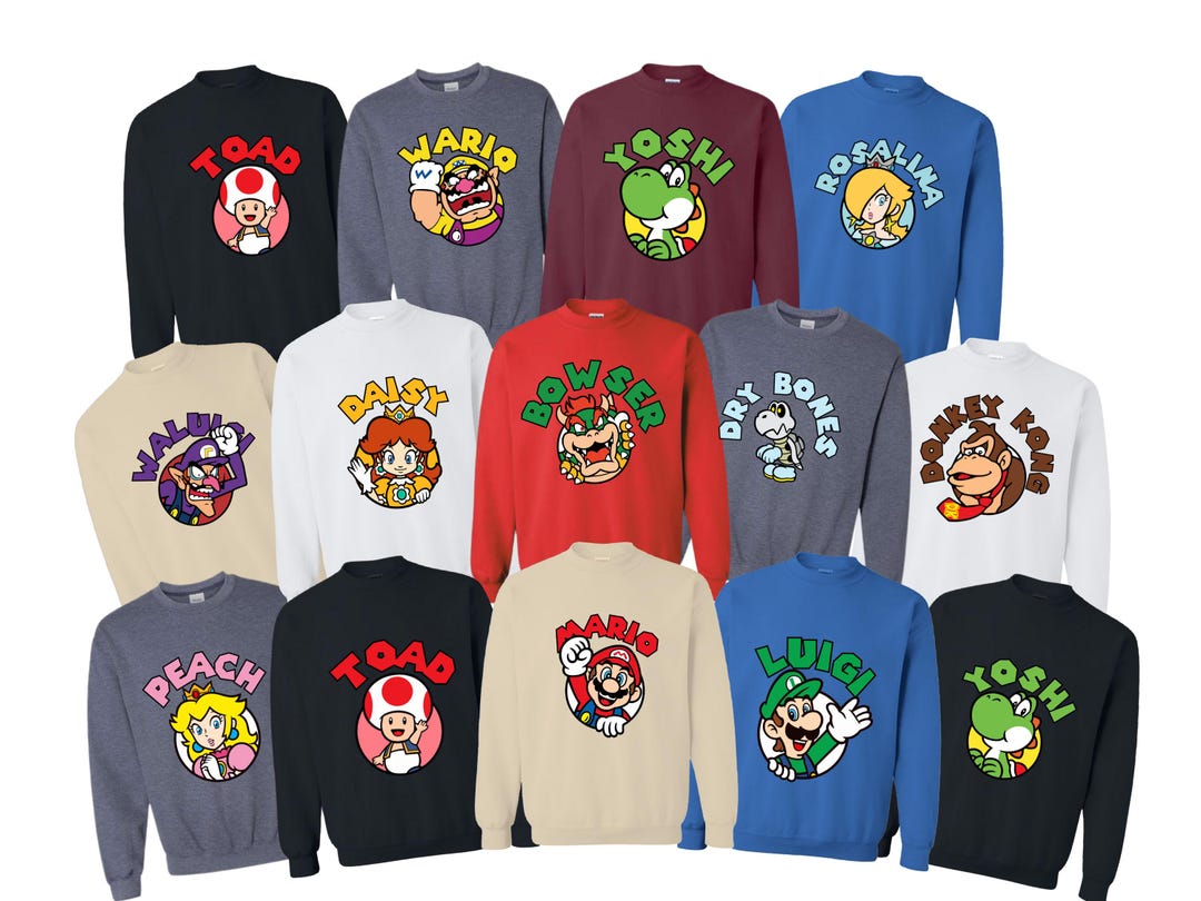 Super Mario and Friends Matching Group Sweater and Hoodies: Gildan ...