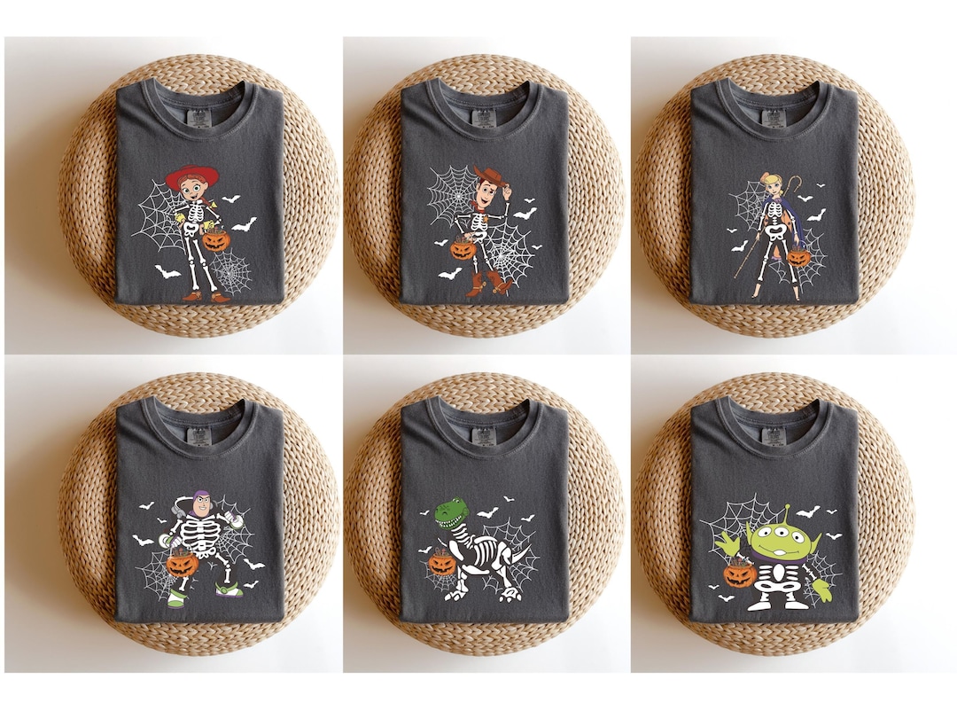 Toy Story Characters Skeleton Shirts, Woody Buzz Jessie Bo Peep Rex ...
