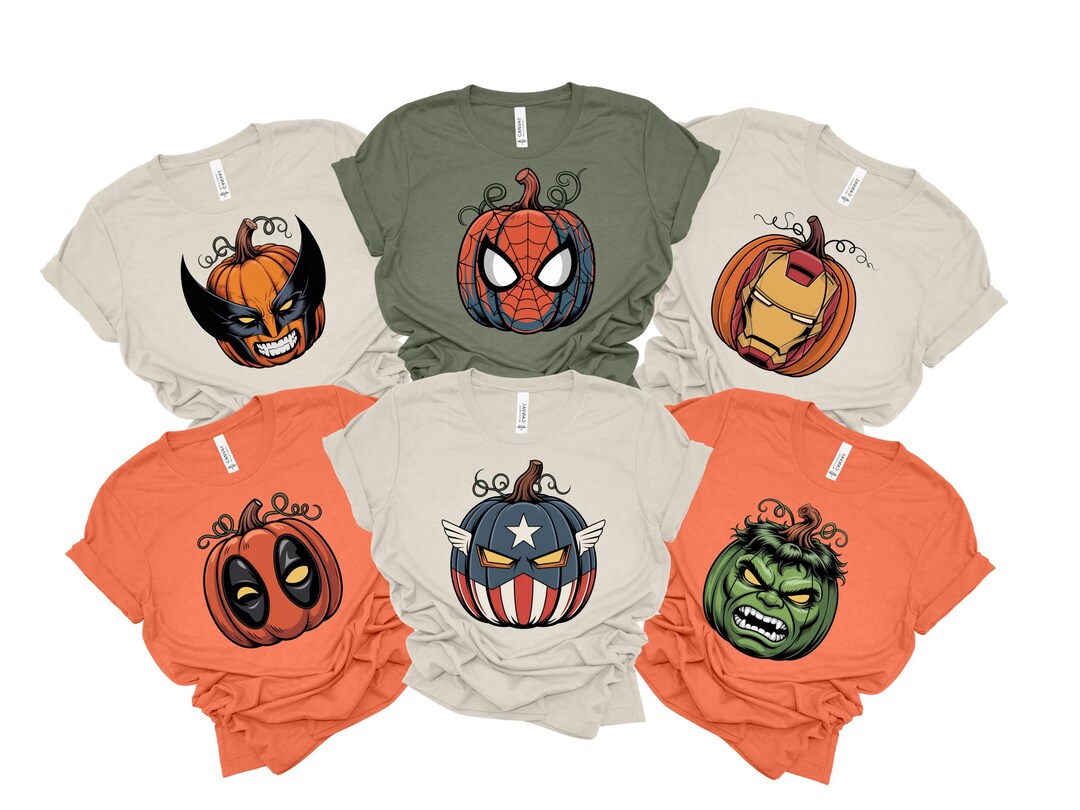 Pumpkin Avengers Shirt, Marvel Spiderman Captain America Deadpool ...