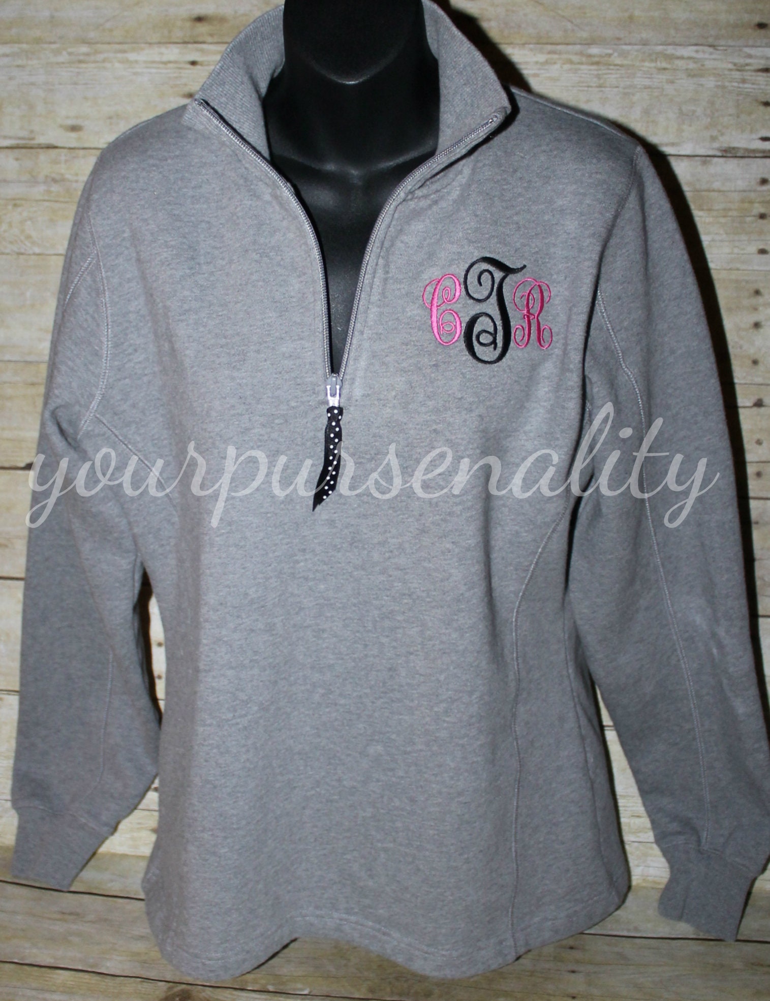 Ladies Quarter Zip Monogrammed Sweatshirts Made to Order | Etsy