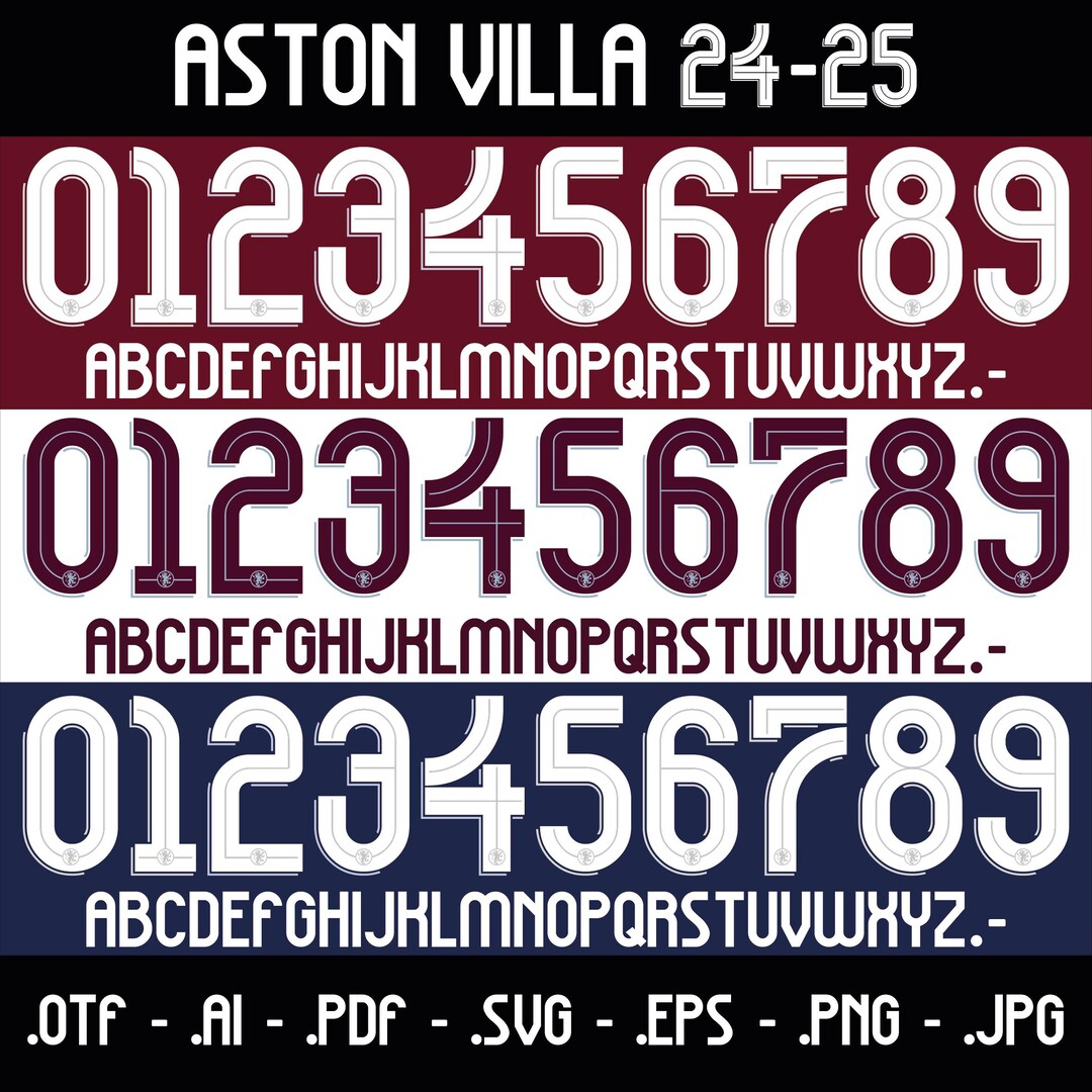 Villa LDC 2024-2025 Jersey Vector Font. Vector Designs in Svg, Ai, Pdf ...