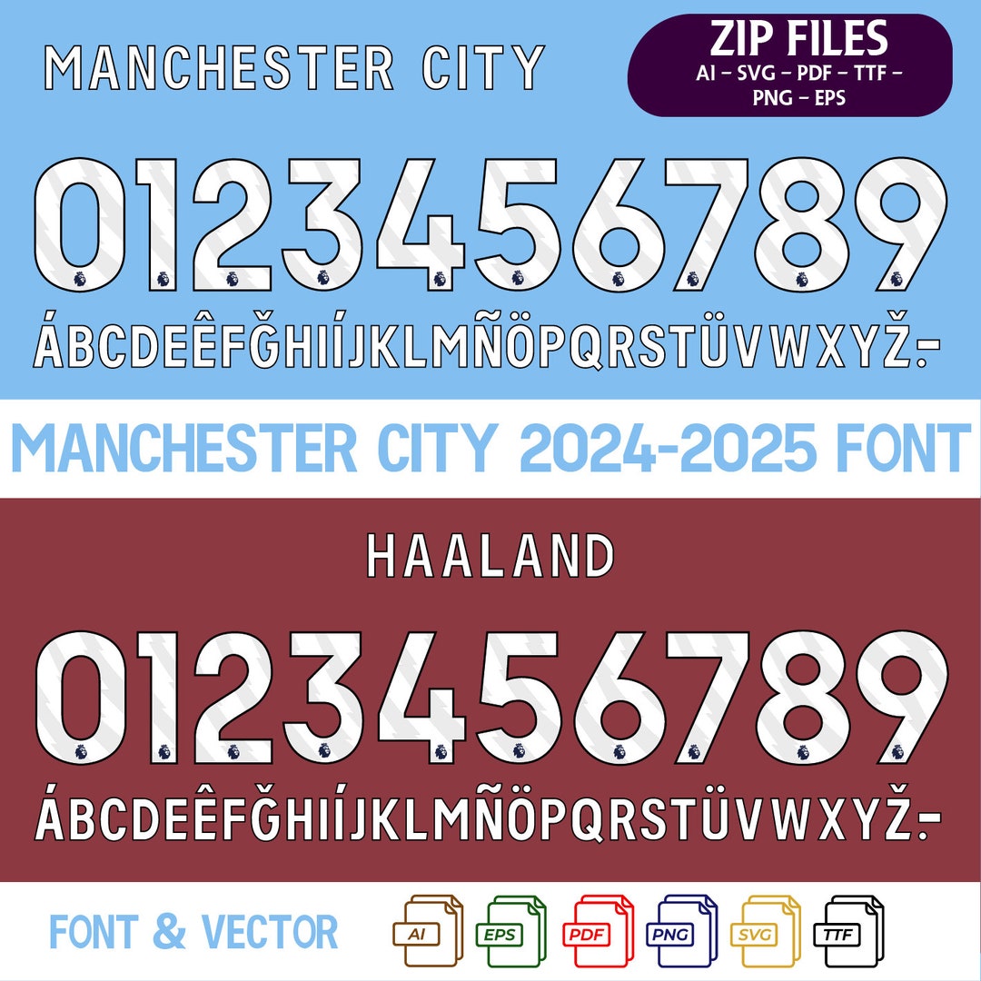 Font Vector Jersey Manchester City Premier League 2024-2025. Vector ...