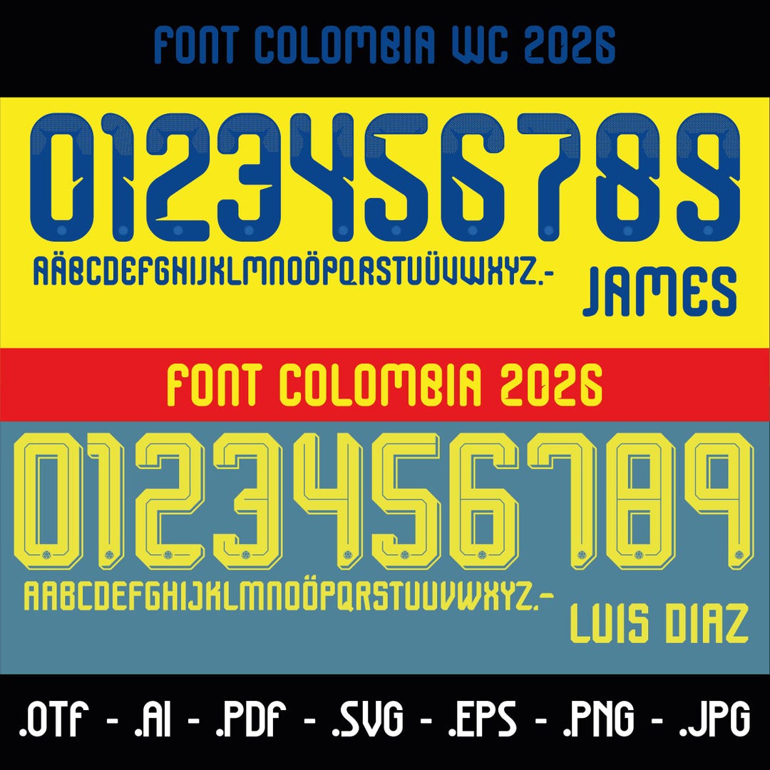 Vector Font for Colombia 2026 World Cup Jersey. Vector Designs in Svg ...