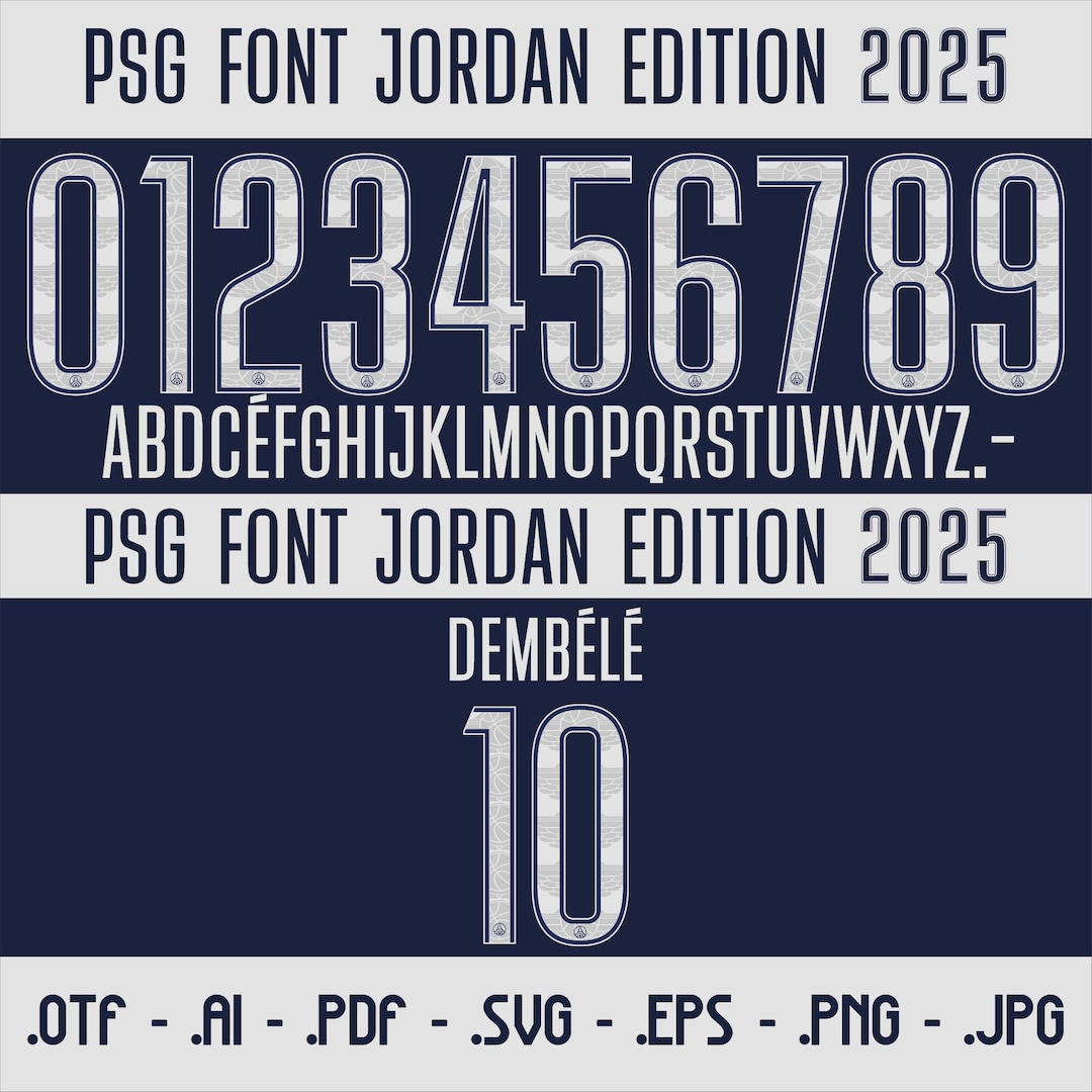 PSG 2025 4th Jersey Vector Font. Vector Designs in Svg, Ai, Pdf, Otf ...
