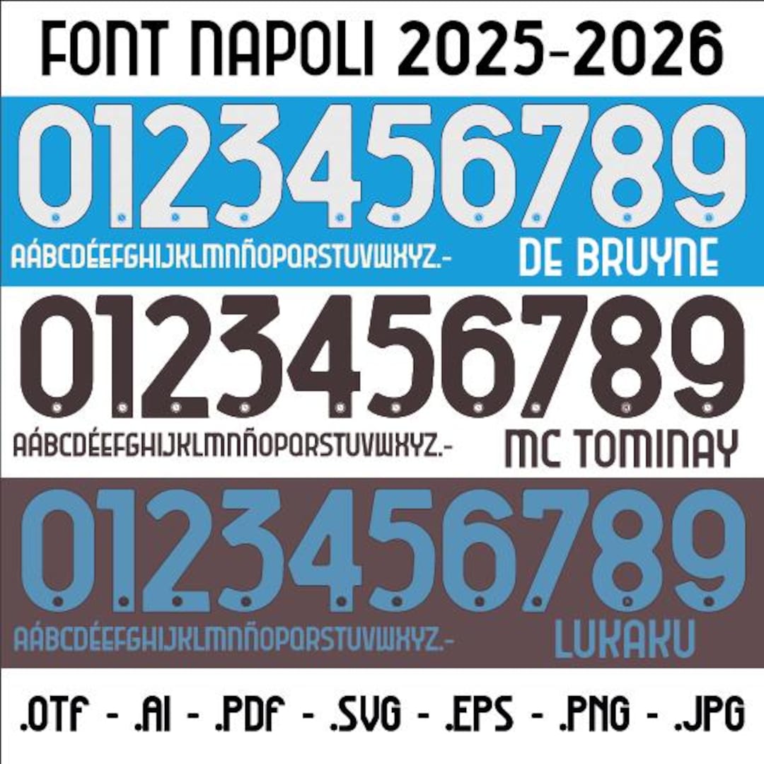 Naples 2025-2026 Jersey Vector Font. Vector Designs in Svg, Ai, Pdf ...