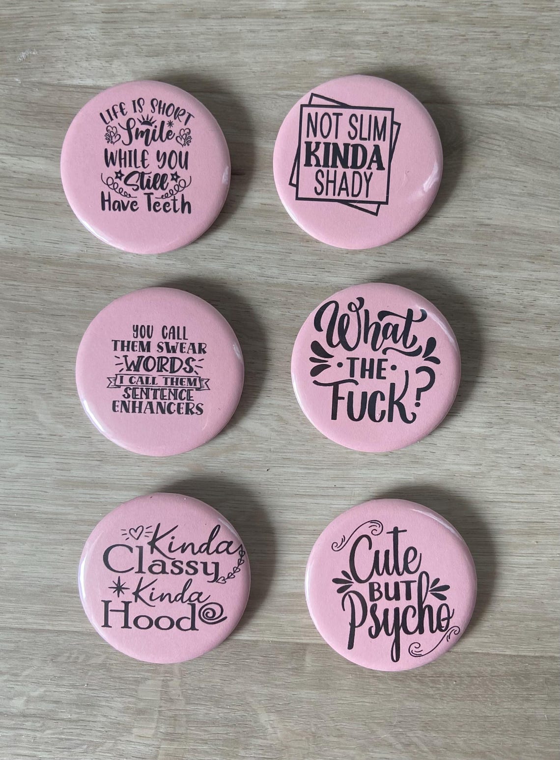 Sarcastic & Salty Button Pins 6-pack - Etsy