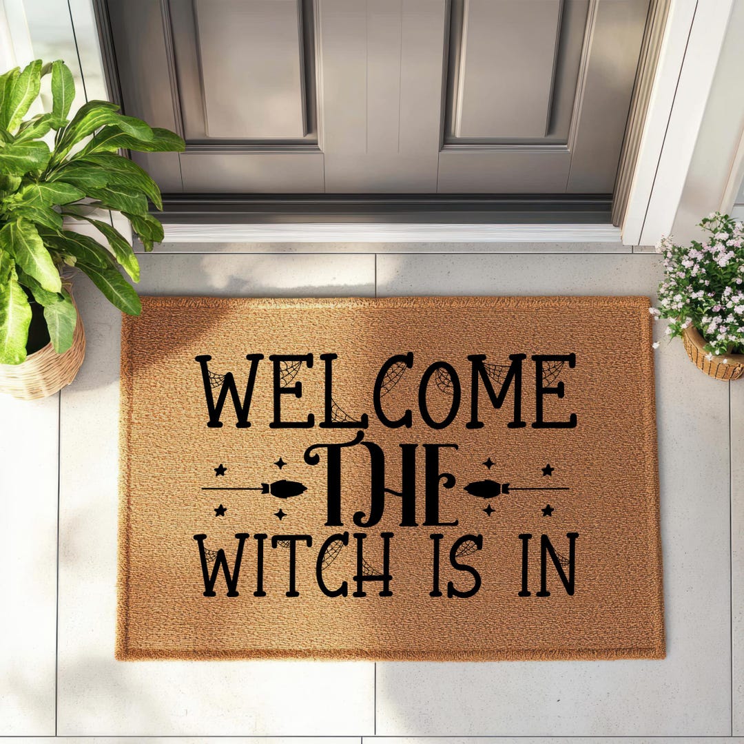 Welcome the Witch is in Doormat, Funny Halloween Welcome Mat, Spooky ...