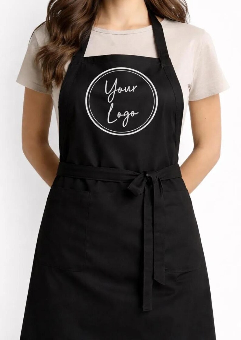 Personalized Logo Apron, Custom Kitchen Apron With Pockets, Customized ...