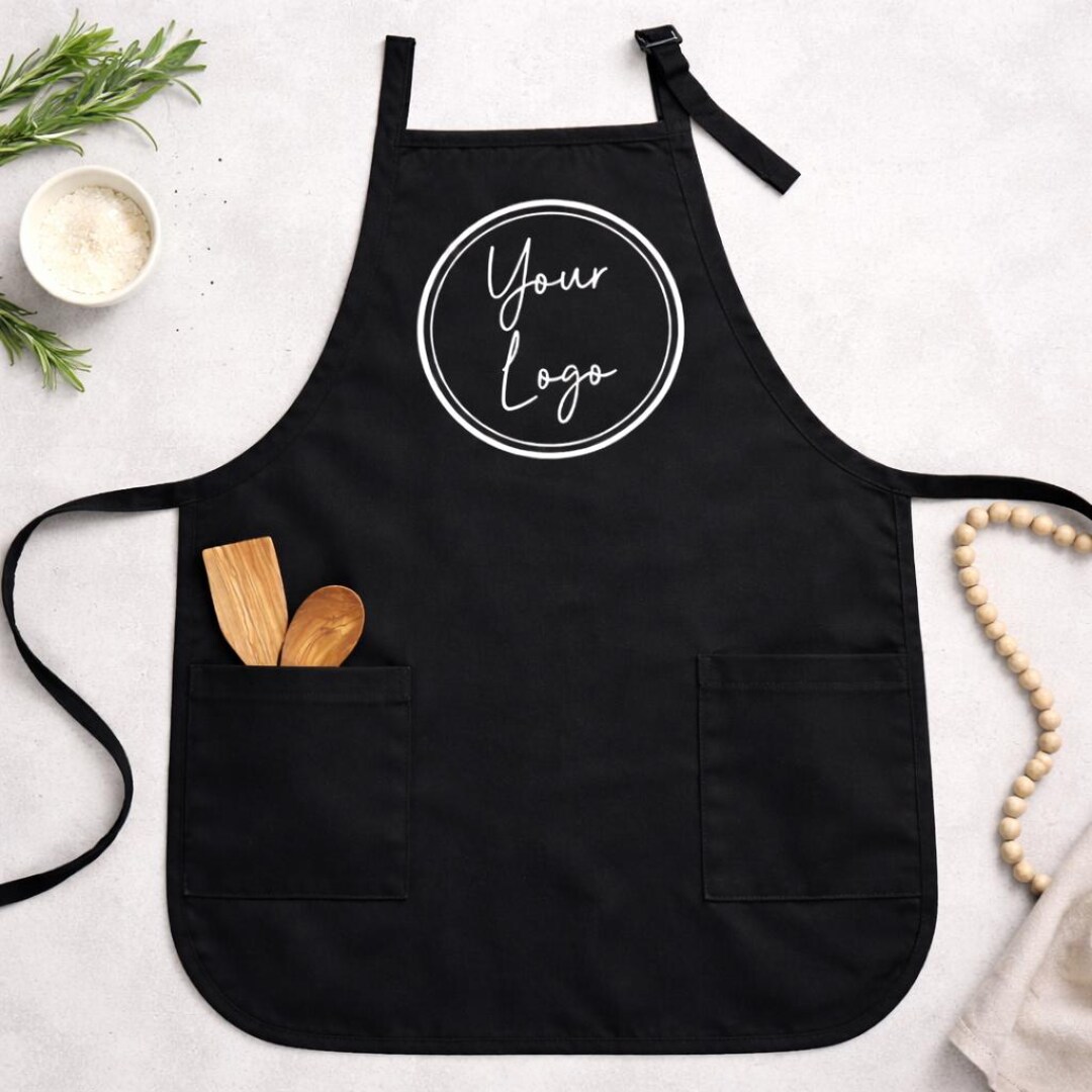 Personalized Logo Apron, Custom Kitchen Apron With Pockets, Women ...