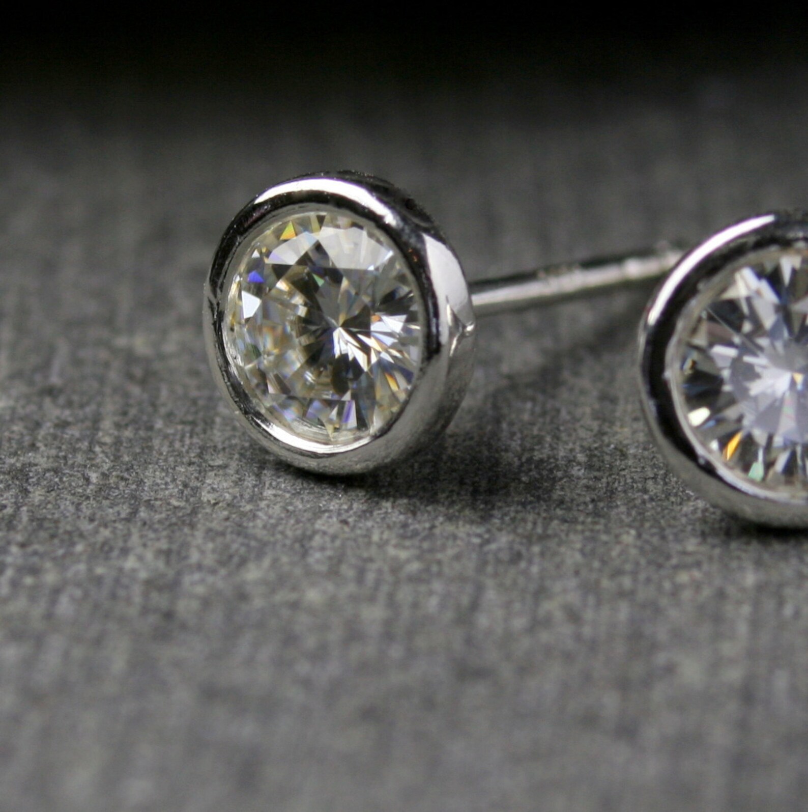 5mm Large Bezel Set Round Brilliant Cut Moissanite and | Etsy